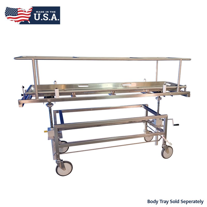 Covered Cadaver Carrier | Trolley with Hand Crank