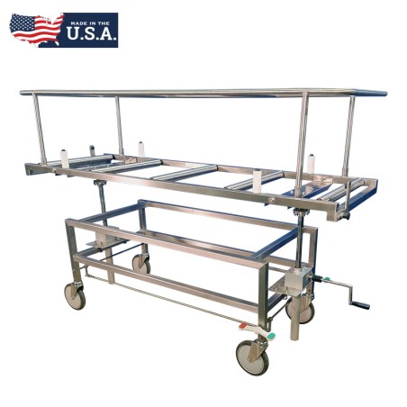 Covered Cadaver Carrier | Trolley with Hand Crank