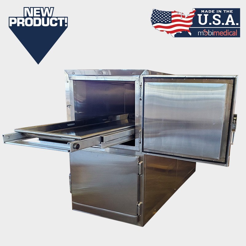 2-Body Morgue Cooler with Telescoping Slide Rails - 27" Trays