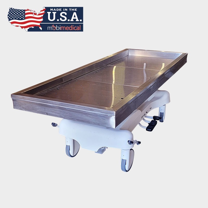 Hydraulic Embalming/Operating Table with Perforated Washing Surface